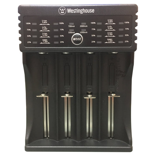 Westinghouse Universal Ni-Mh, Li-ion, Li-Fe Smart Charger- 4 Bay – International Power - IPPOWERPRO