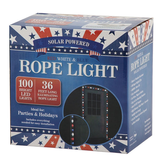 100 LED Solar Rope Light- Red, White & Blue – International Power ...